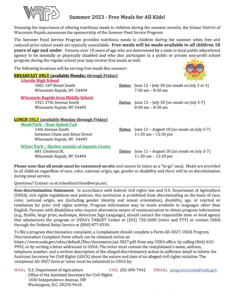 Free Summer Meals – Wood County Head Start